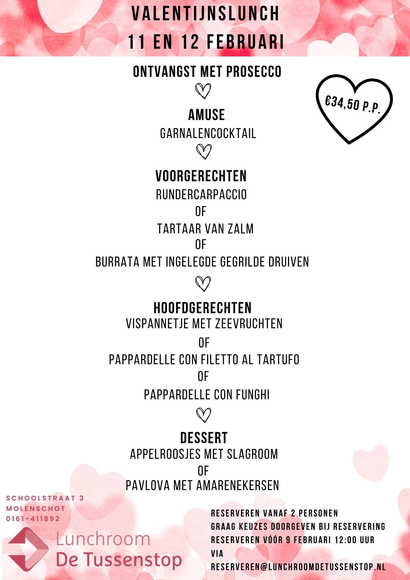 Valentijnsmenu bij Lunchroom De Tussenstop - Grensland De Baronie